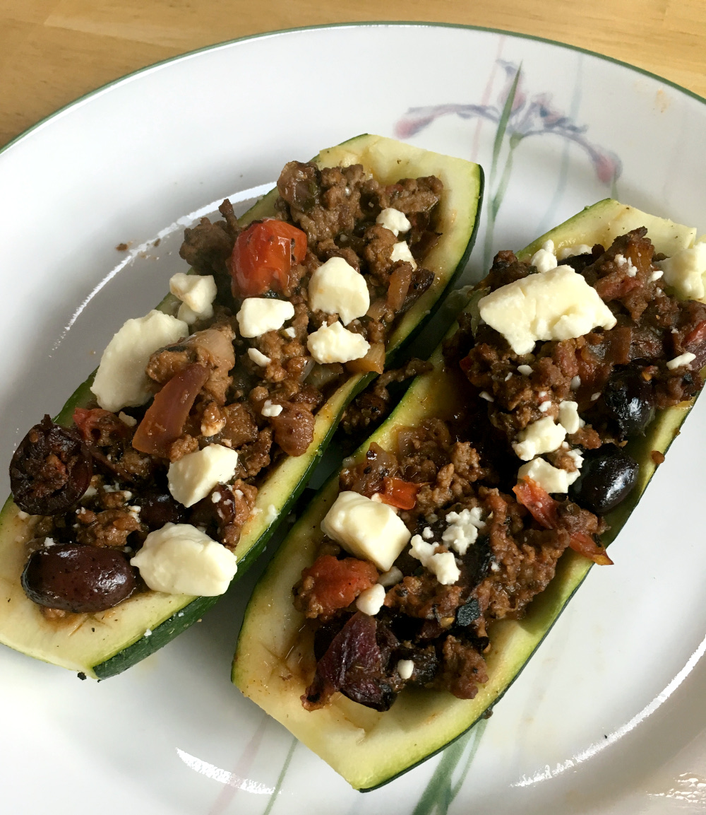 Greek Zucchini Boats - Hoppin Meal Plans 10 WW Points